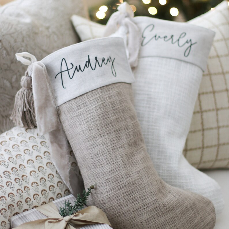 Personalized Slubbed Christmas Stocking With Tassel | Custom Name ...
