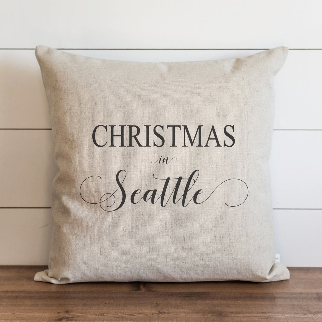 Christmas in Seattle Custom | Christmas Pillow Cover | Holiday Pillow ...