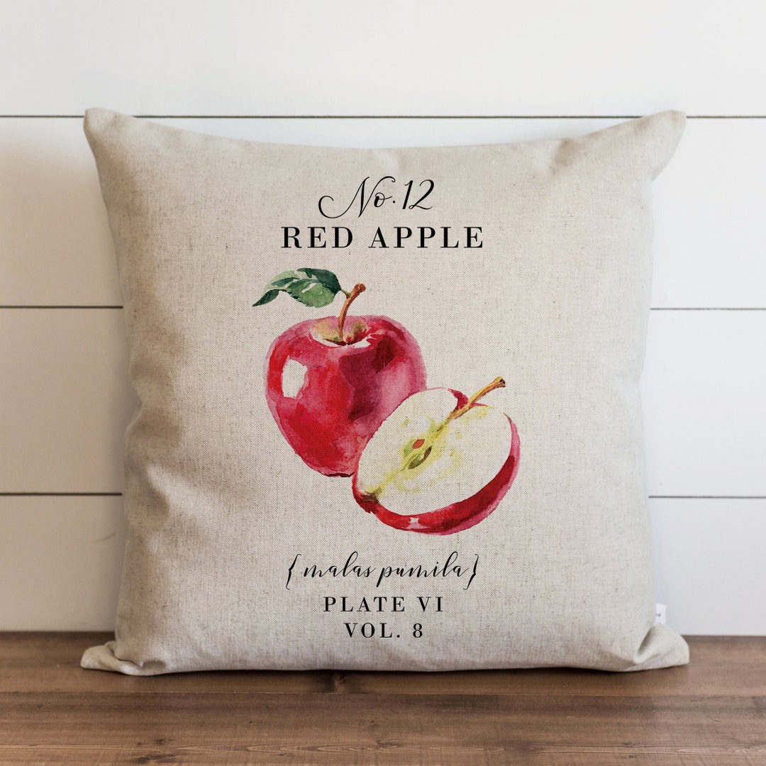 Red Apple Pillow Cover | 18 X 18 | 20 X 20 | Botanical Pillow Cover ...