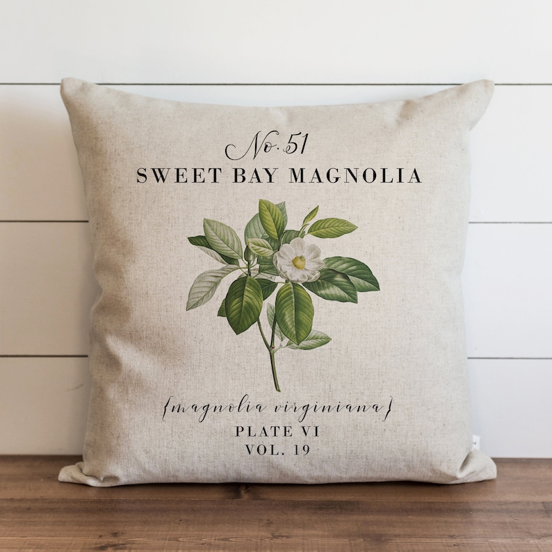 Sweet Bay Magnolia Pillow Cover | 18 X 18 | 20 X 20 | Botanical Pillow ...