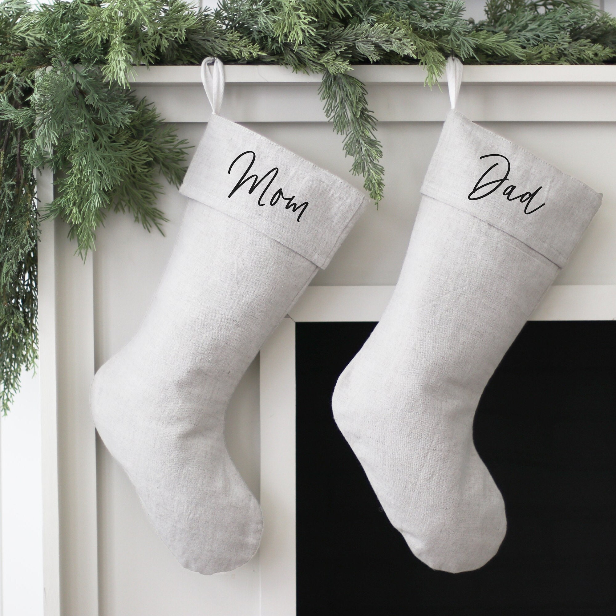 Custom Christmas Stocking | Personalized Name Stocking | Linen ...