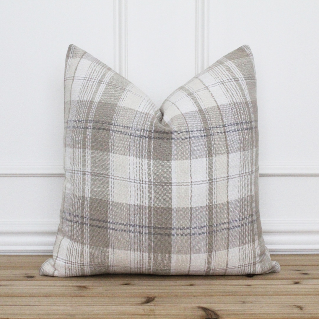 Neutral Plaid Pillow Cover • Plaid Throw Pillow • Custom Designer ...