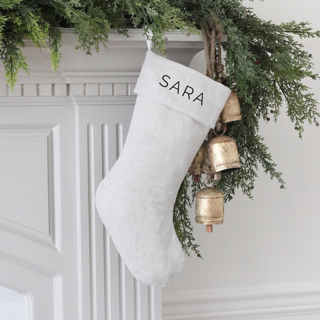 Custom Christmas Stocking | Personalized Name Stocking | Linen ...
