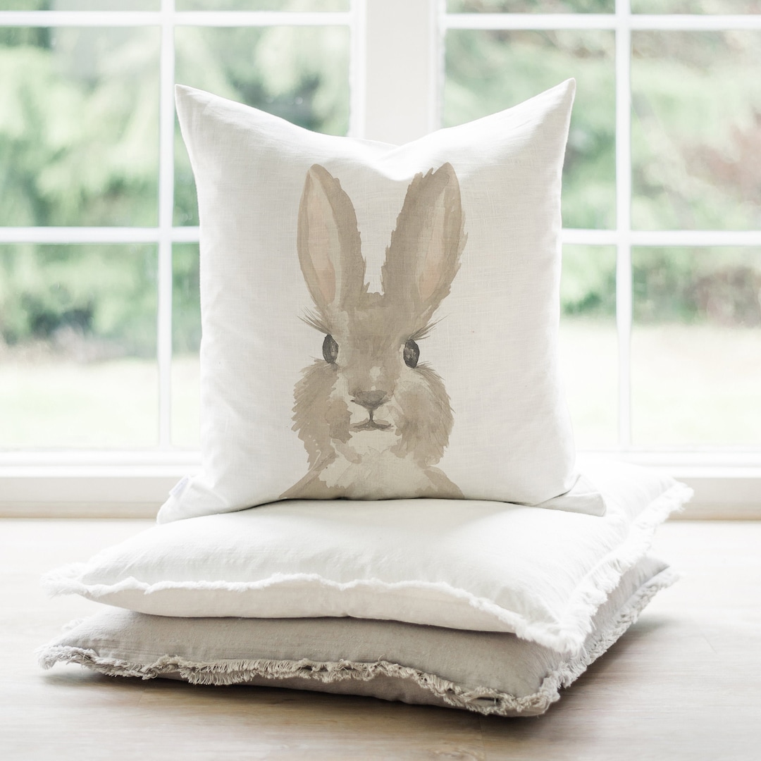Watercolor Bunny Pillow Cover | Easter Pillow Cover | Rabbit Pillow ...