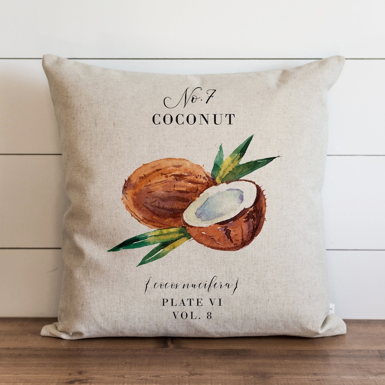 Coconut Pillow Cover | 18 X 18 | 20 X 20 | Botanical Pillow Cover ...