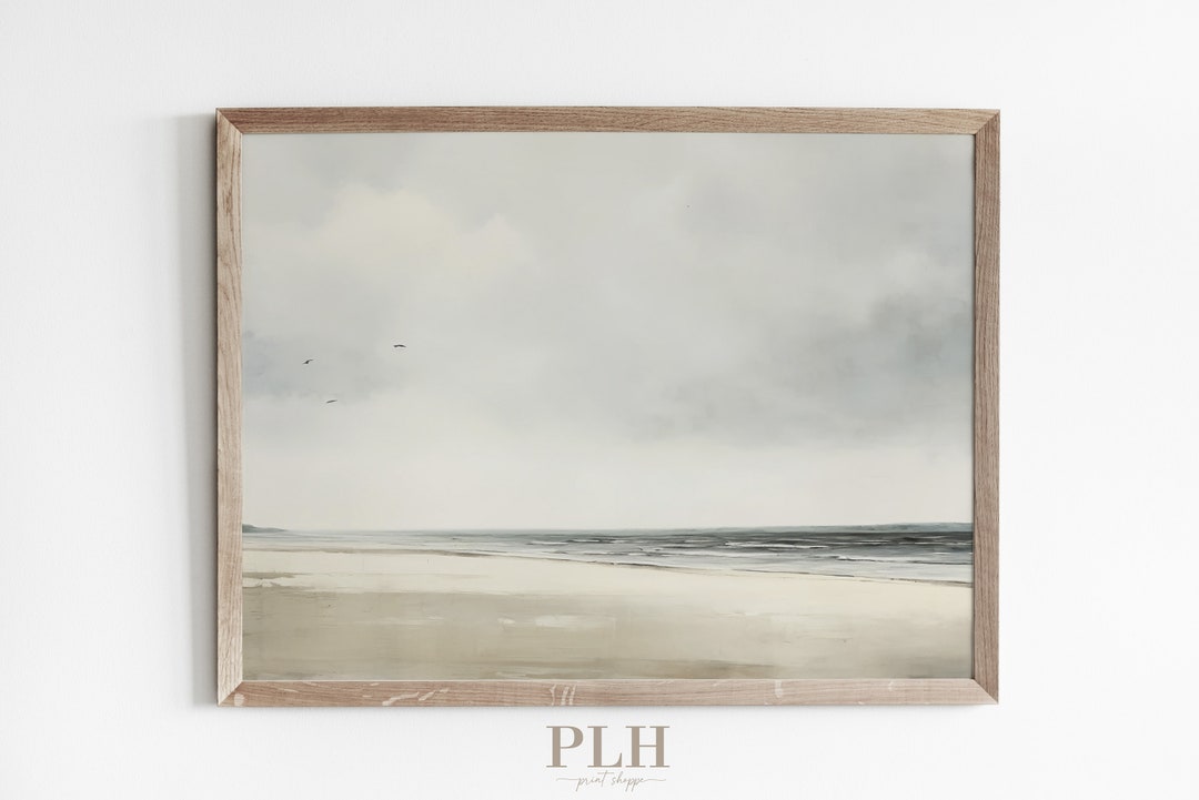 Seaside Landscape Art Print | Muted Tonal Art | Coastal Home Decor ...