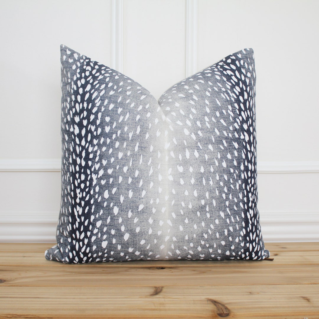 Antelope Pillow Cover Indigo Blue • Animal Print Pillow Cover • 20 X 20 ...