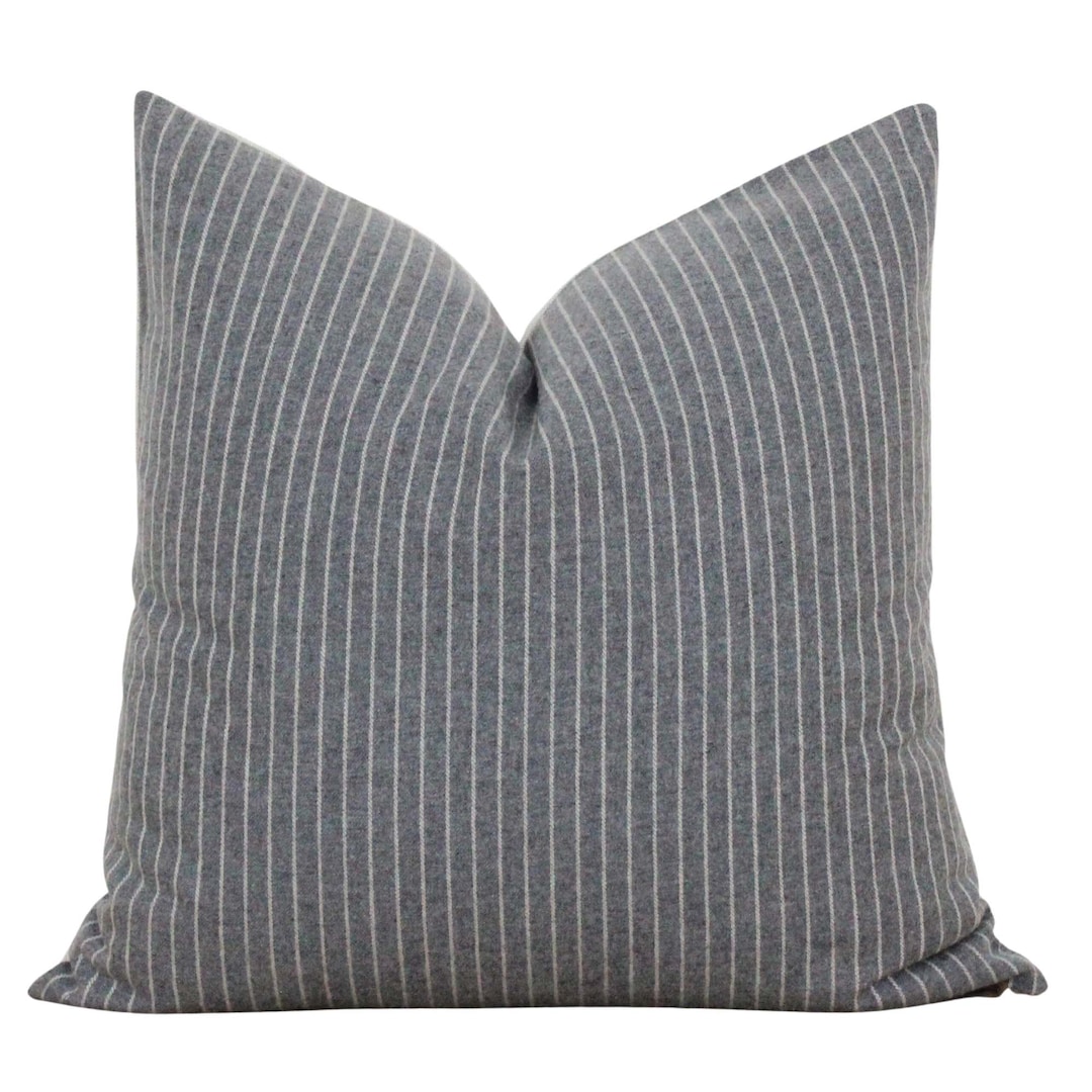 Gray Stripe Pillow Cover | Wool Blend | Gray and Beige Stripe | Neutral ...