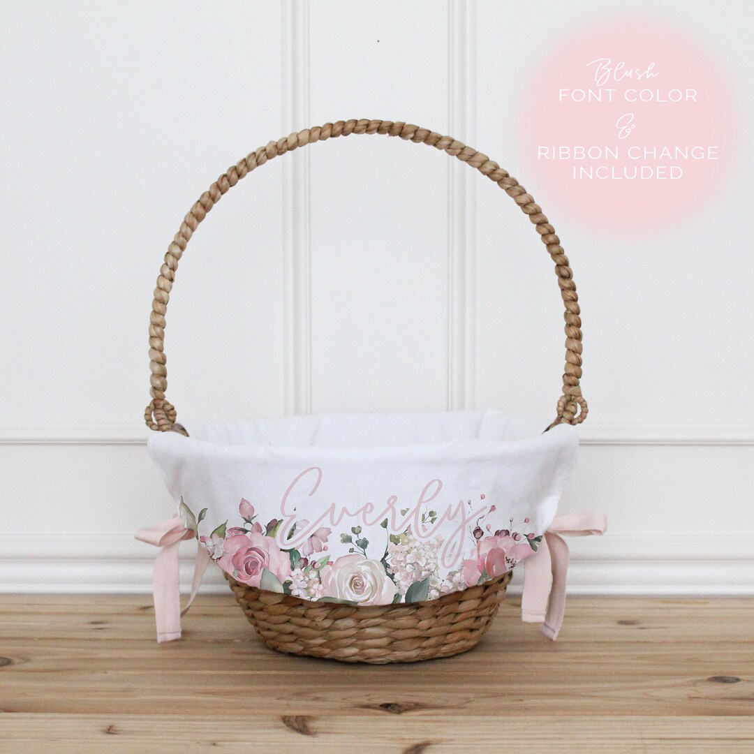 Personalized Blush Pink Easter Basket Liner • Customized Easter Bunny ...