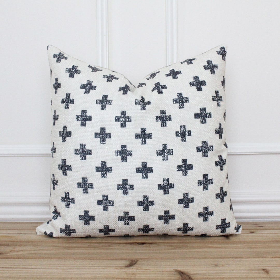 Graphite Swiss Cross Pillow Cover • Cushion Cover • Decorative Throw ...