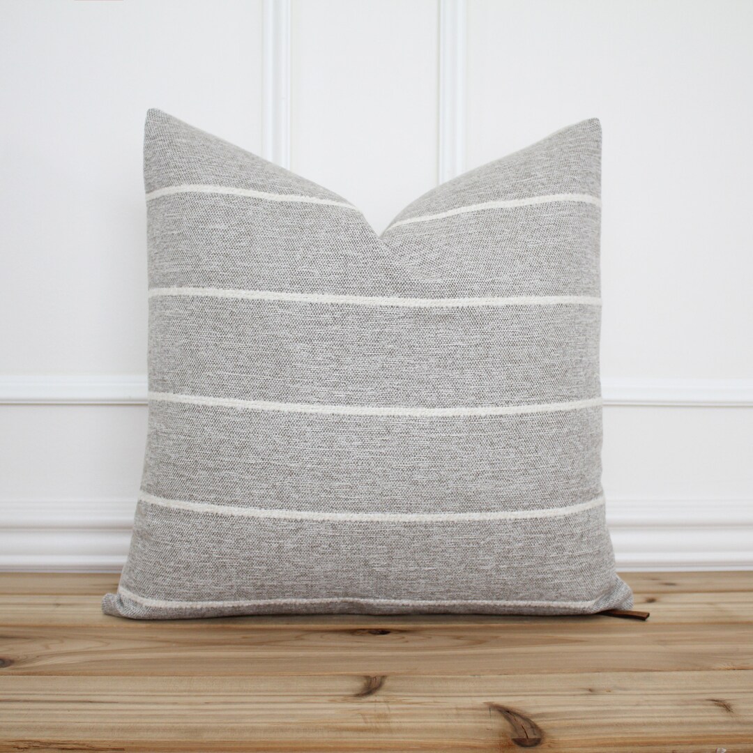Gray Stripe Pillow Cover • Farmhouse Pillow • Decorative Pillow • Fall ...