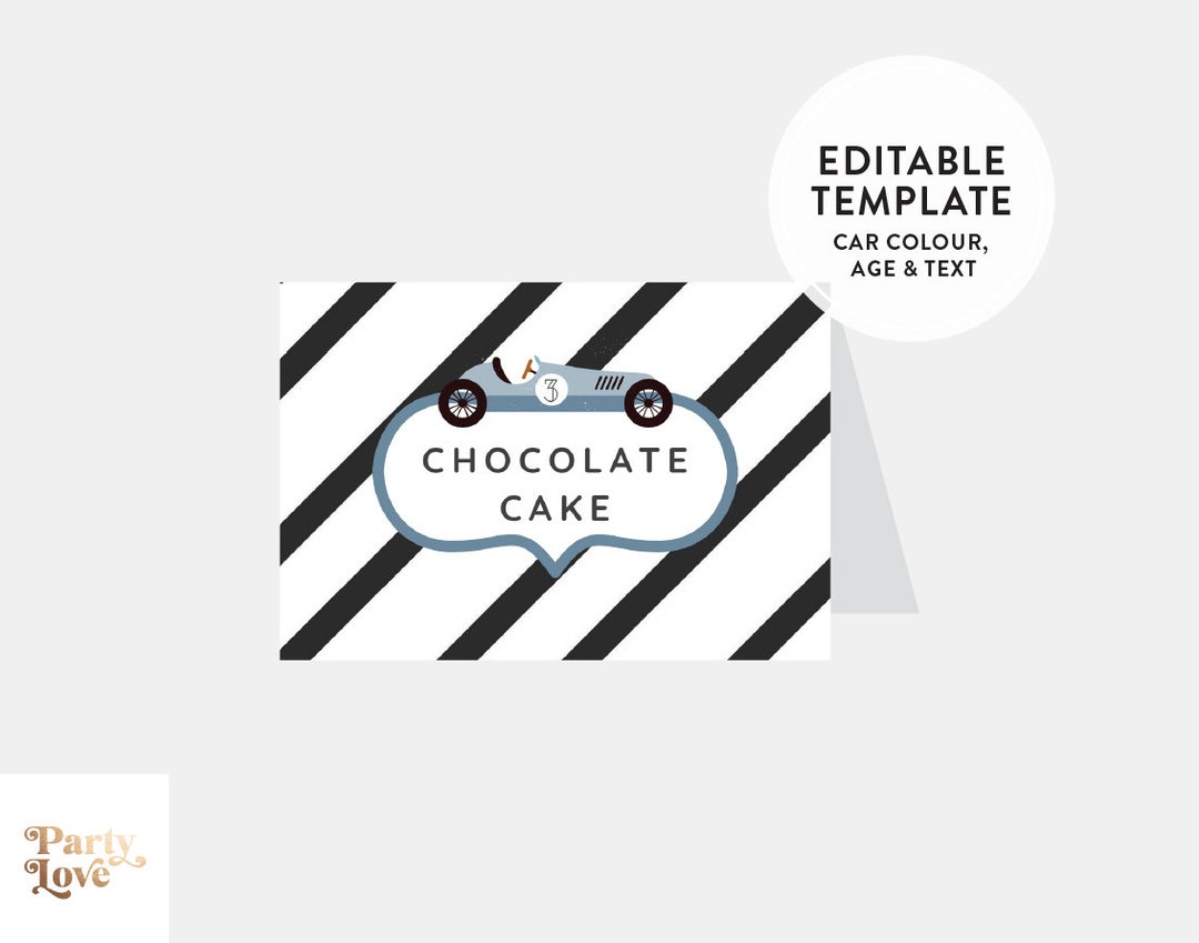 INSTANT DOWNLOAD Race Car Buffet Labels DIY Printable - Etsy