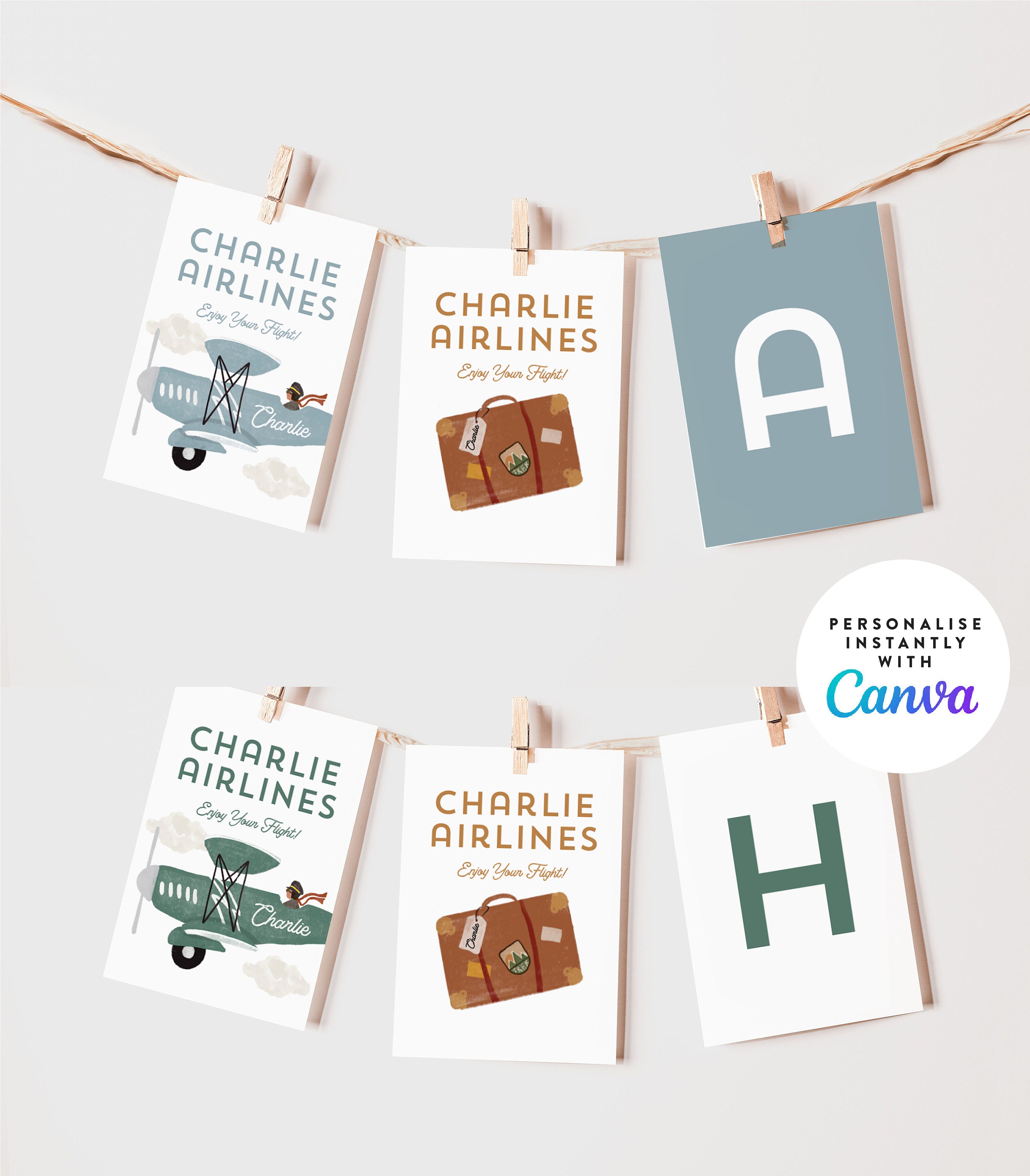 Vintage Plane Welcome Sign, Custom Sign Template, Airline Plane Sign ...
