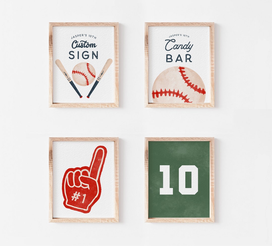 Baseball Party Signs, Printable Baseball Party Signs, Editable Baseball ...
