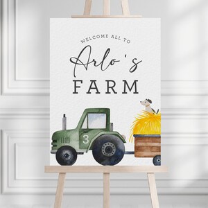 Tractor Welcome Sign, Green Tractor Birthday, Barnyard Party, Welcome ...