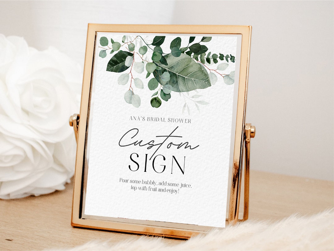 Eucalyptus Shower, Mimosa Bar Sign, Printable Bridal Shower Bar Sign ...