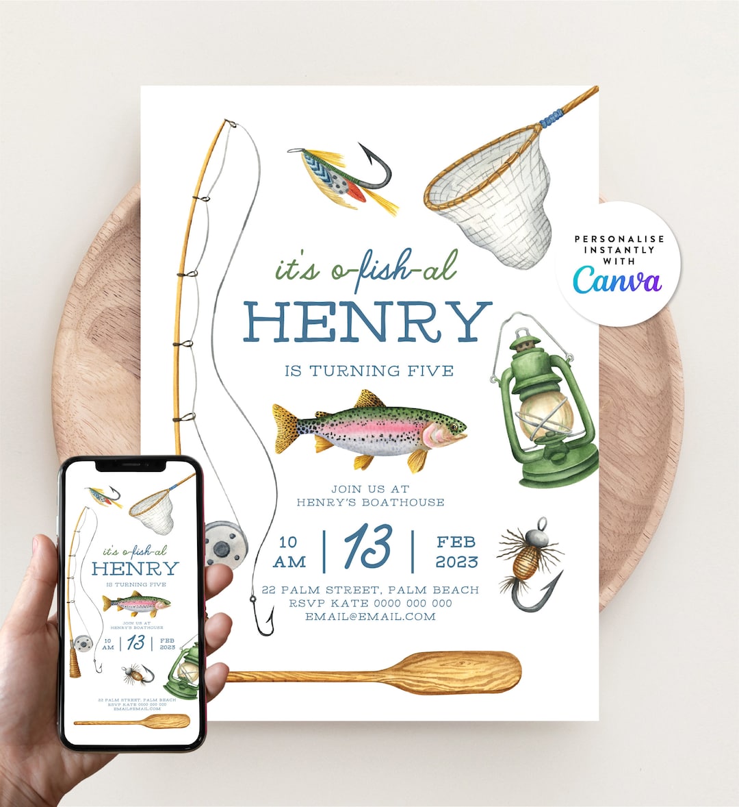 Fishing Invitation Template, O-fish-ally, Fishing Party, Gone Fishing ...
