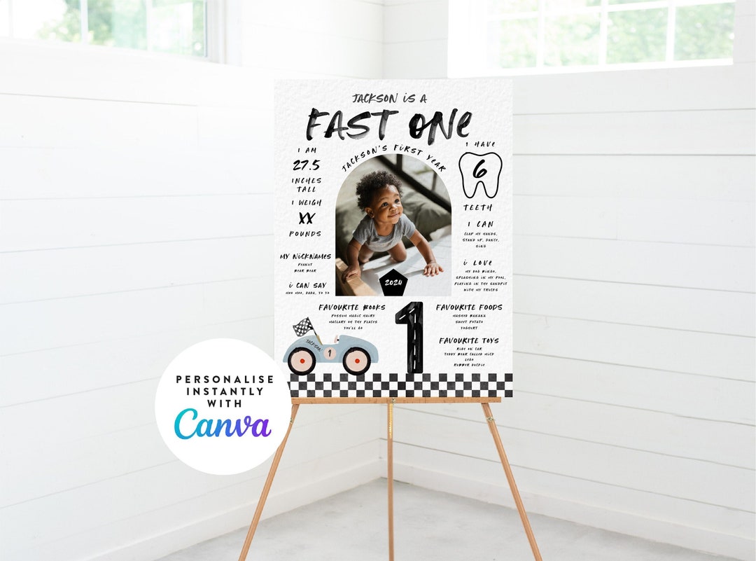 Fast One Birthday Race Car 1st Birthday Milestone, Boy First Birthday ...