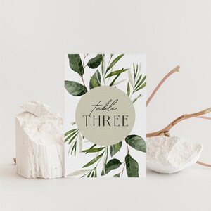 Eucalyptus Table Number Template, Simple Table Numbers, Modern Table ...