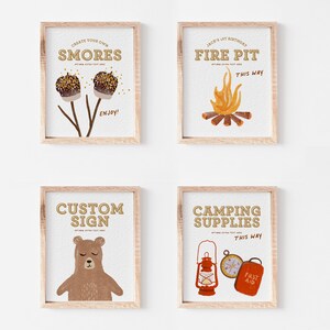 Editable Camping Signs, Glamping, Smores, Food Drink Camping Party ...