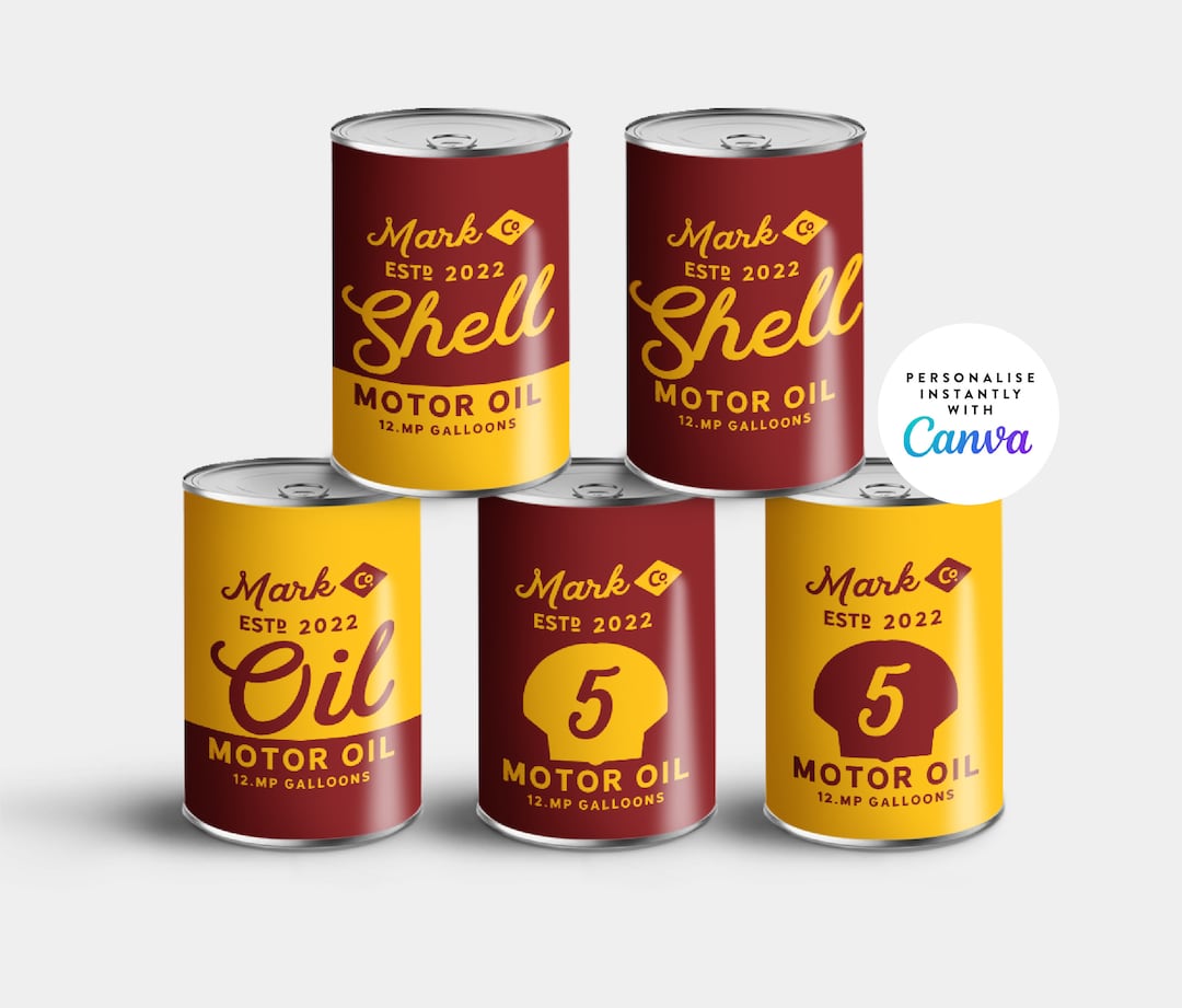 Editable Motor Oil Can Labels, Vintage Can Labels, Shell Oil, DIY ...