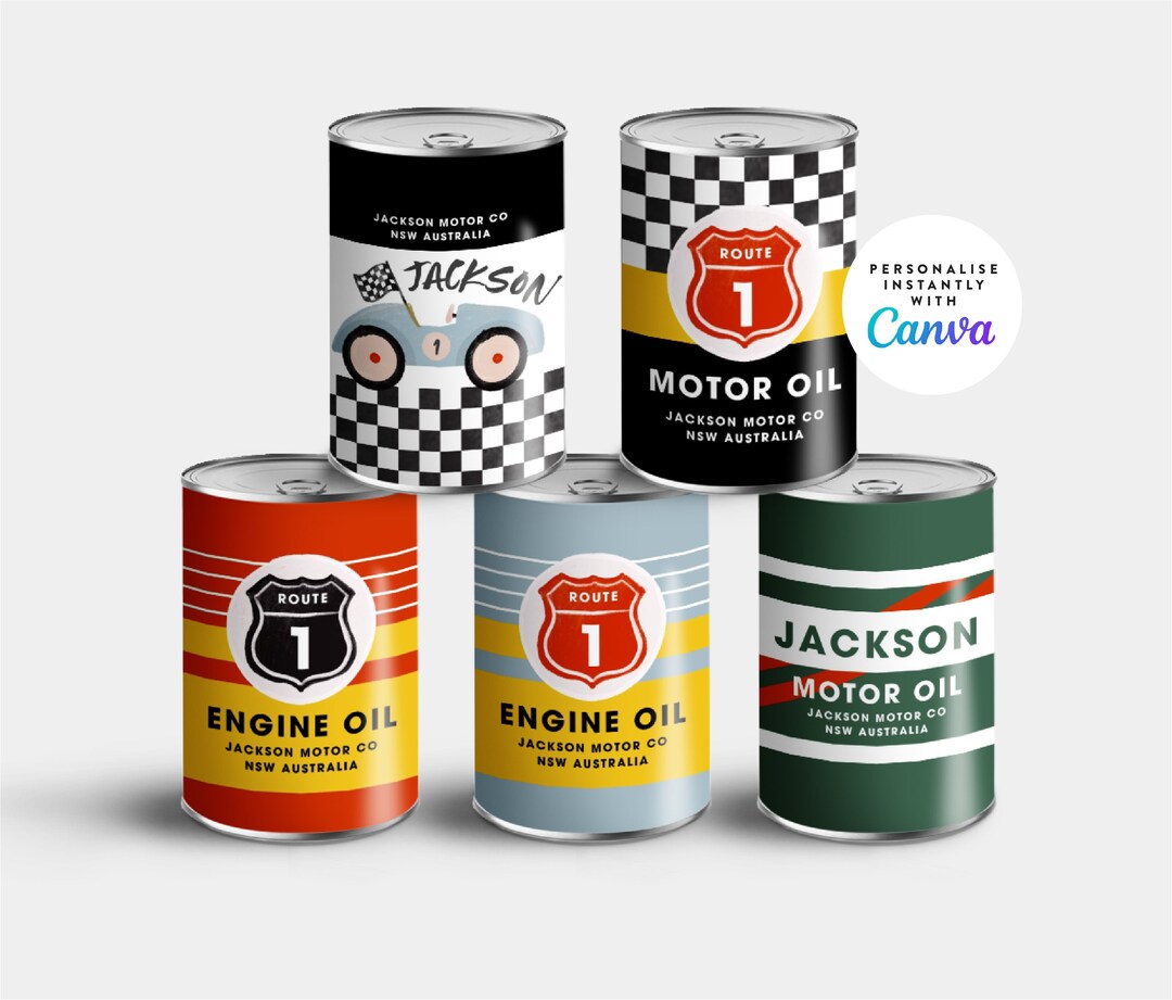 Race Car Can Labels Vintage Motor Oil Labels Tin Can Labels DIY ...