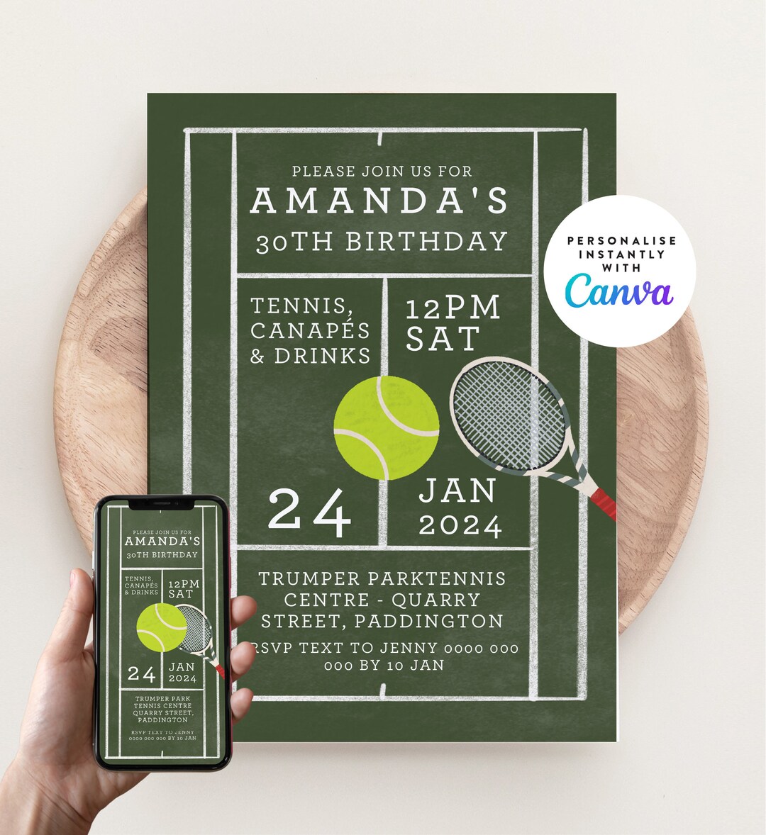 Tennis Invitation, Tennis Invite, Birthday Printable, Tennis Ball ...