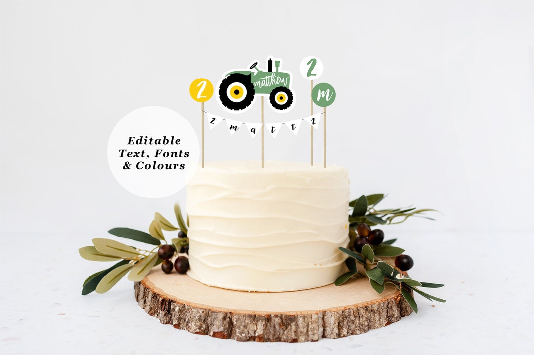 Tractor Cake Toppers DIY Printable Templett Editable Pdf - Etsy
