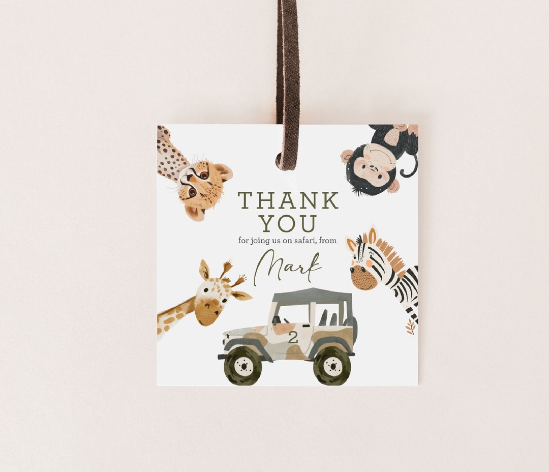 EDITABLE Safari Favor Tags, Wild One Birthday Shower Thank You Tags ...