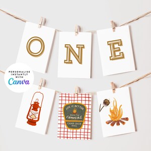 Editable Camping Signs, Glamping, Smores, Food Drink Camping Party ...