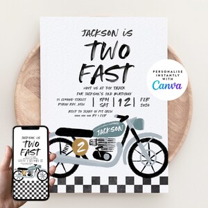 Motorbike Invitation Motorbike Birthday Invite Racing Bike Vintage ...