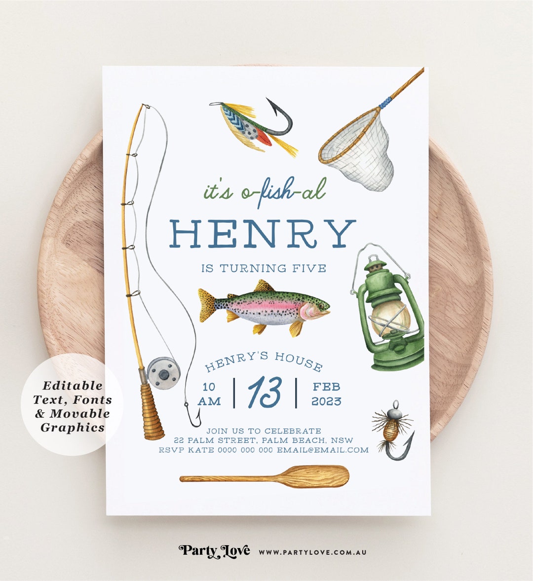 Fishing Invitation Template, O-fish-ally, Fishing Party, Gone Fishing ...