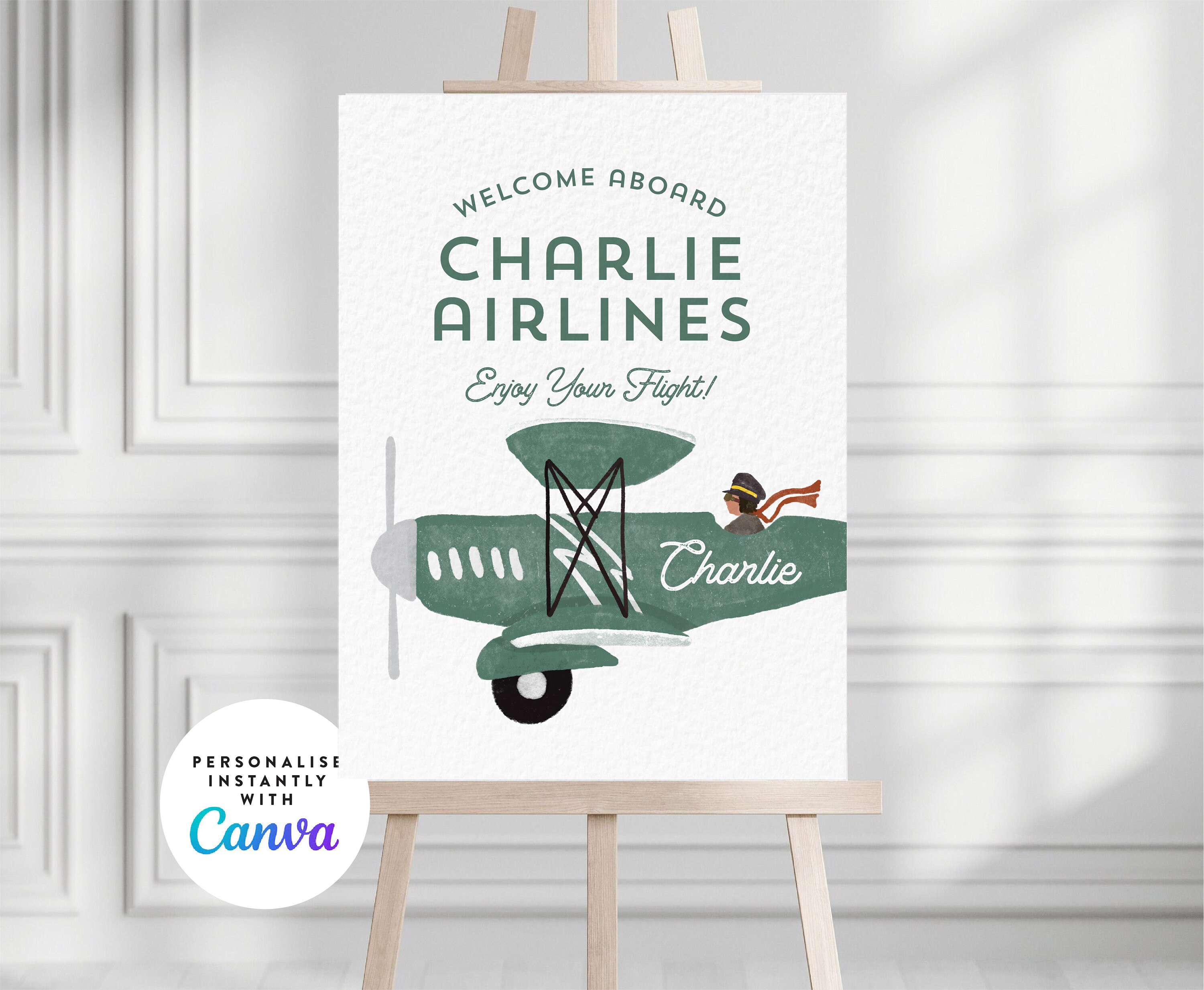 Vintage Plane Signs, Buffet Drink Table Airline Party Theme Signs ...