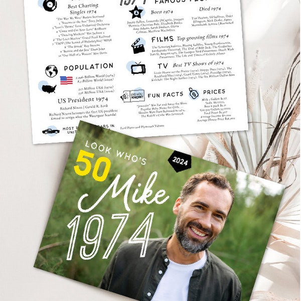 50th Birthday Card Fun Facts - Etsy