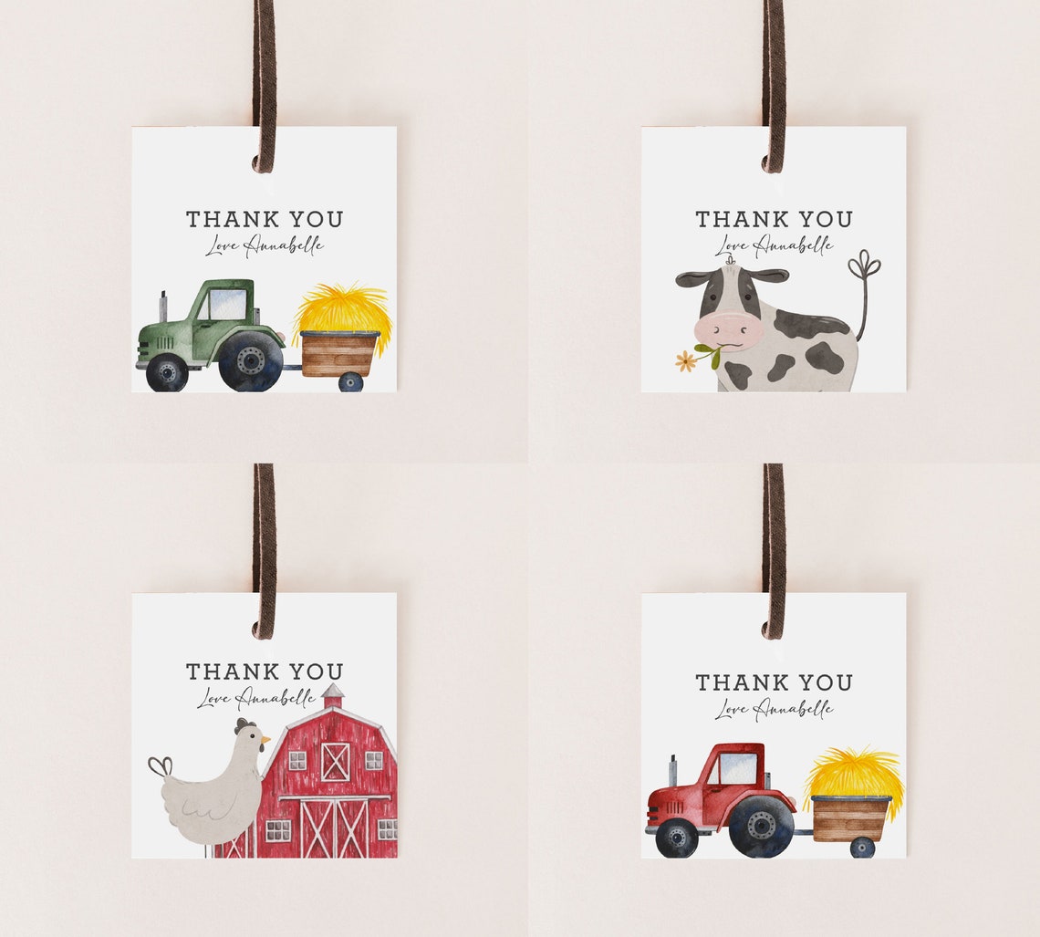 Farm Animals Food Labels Barnyard Birthday Food Cards Tent Card Cow ...