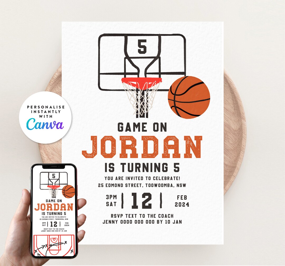 Basketball Invitation, Basketball Birthday Invitation, Basketball ...