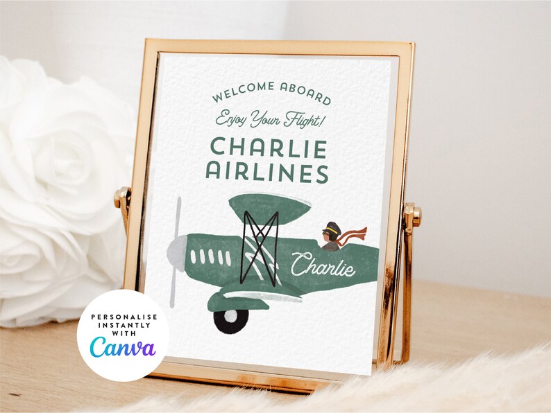 Vintage Plane Signs, Buffet Drink Table Airline Party Theme Signs ...