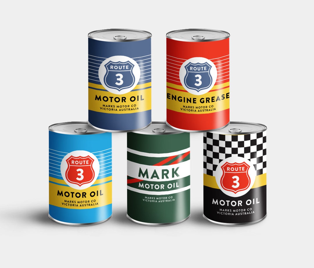 INSTANT DOWNLOAD, Race Car Can Vintage Motor Oil Labels Tin Can Labels ...