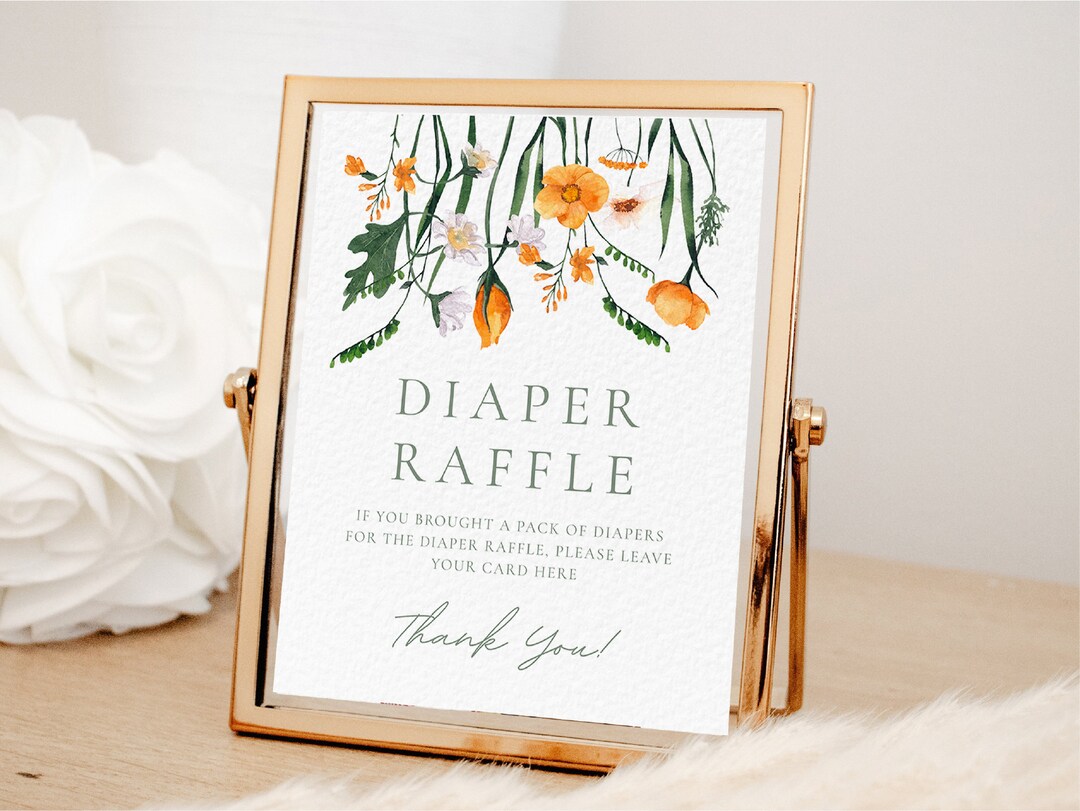 Wildflower Diaper Raffle Sign, Books for Baby Sign. Baby Shower Table ...