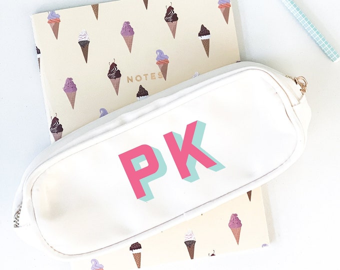 Personalized Pencil Pouch Monogram Pencil Case Preppy Tampon Keeper ...