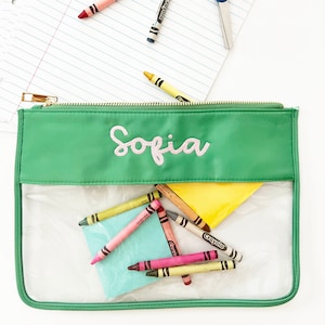 Personalized Pencil Pouch Clear Front Custom Kid Zipper Case for School ...