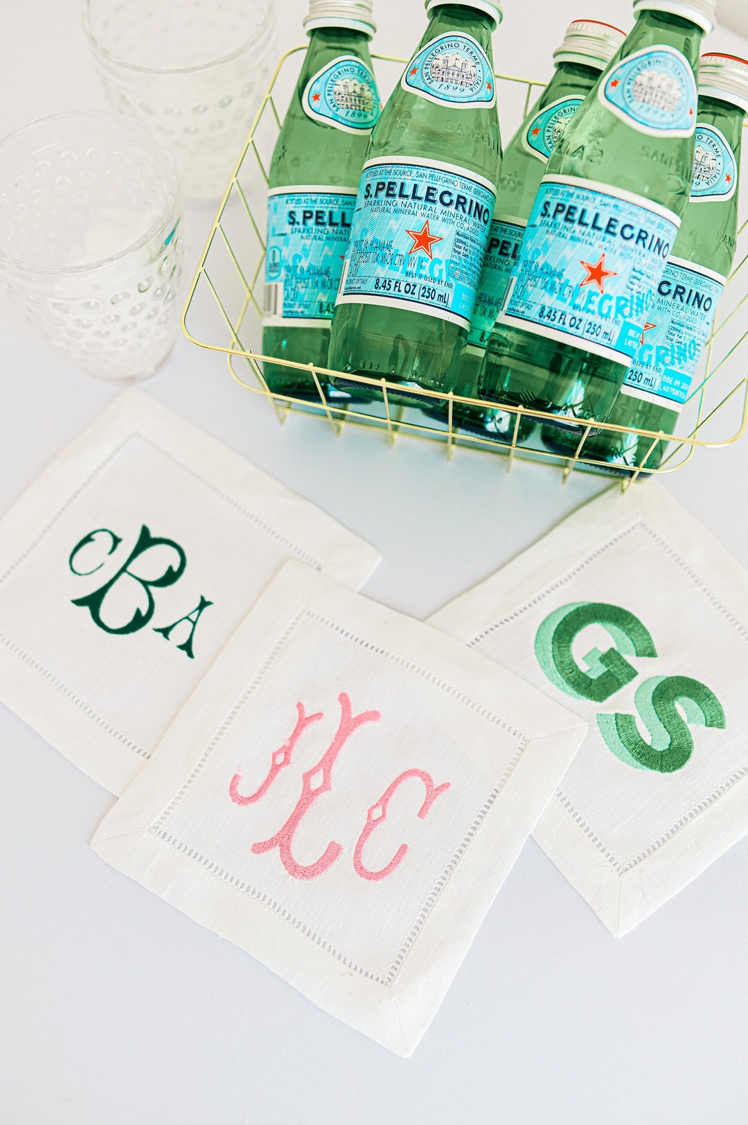Embroidered Cocktail Napkin Set Embroidered Coaster for Engagement Gift ...