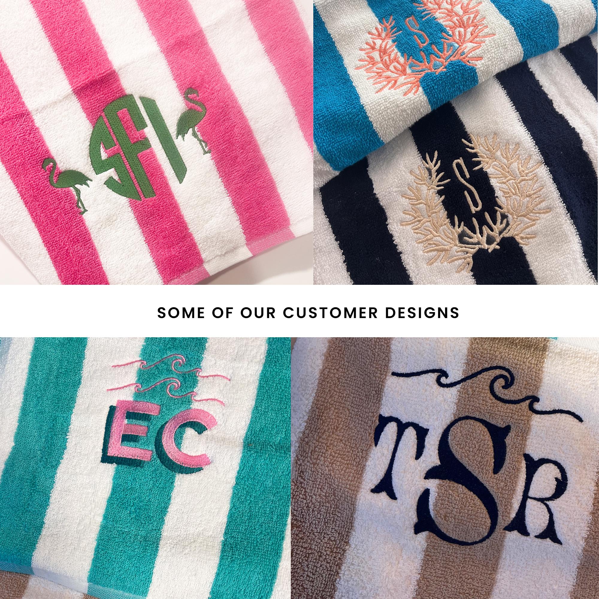 Embroidered Beach Towel Monogrammed Beach Towel for Pool Cabana Stripe ...