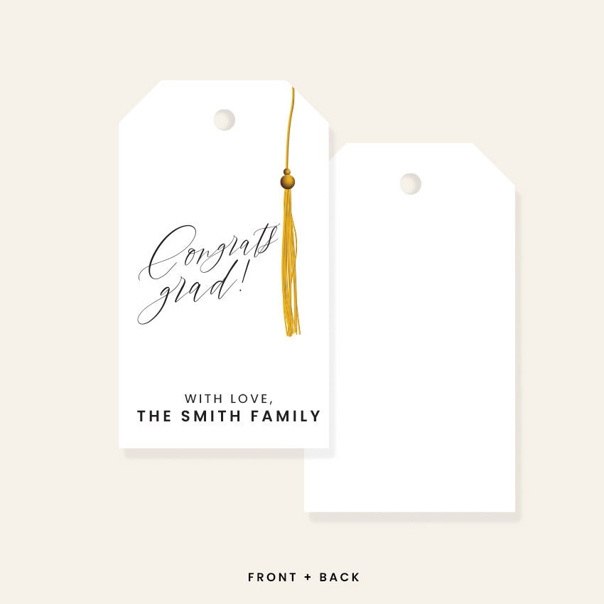 Graduation Gift Tag for Grad Gift Hang Tag Custom Family Gift Wrap Tag ...
