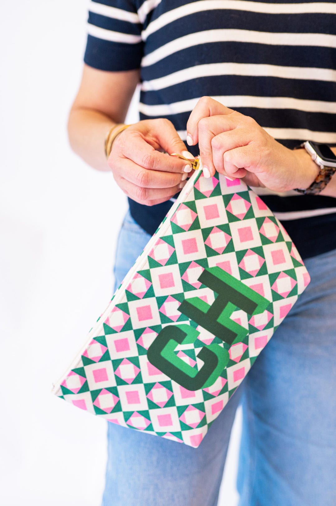 Custom Initial Zipper Pouch for Women Makeup Bag Personalized With ...