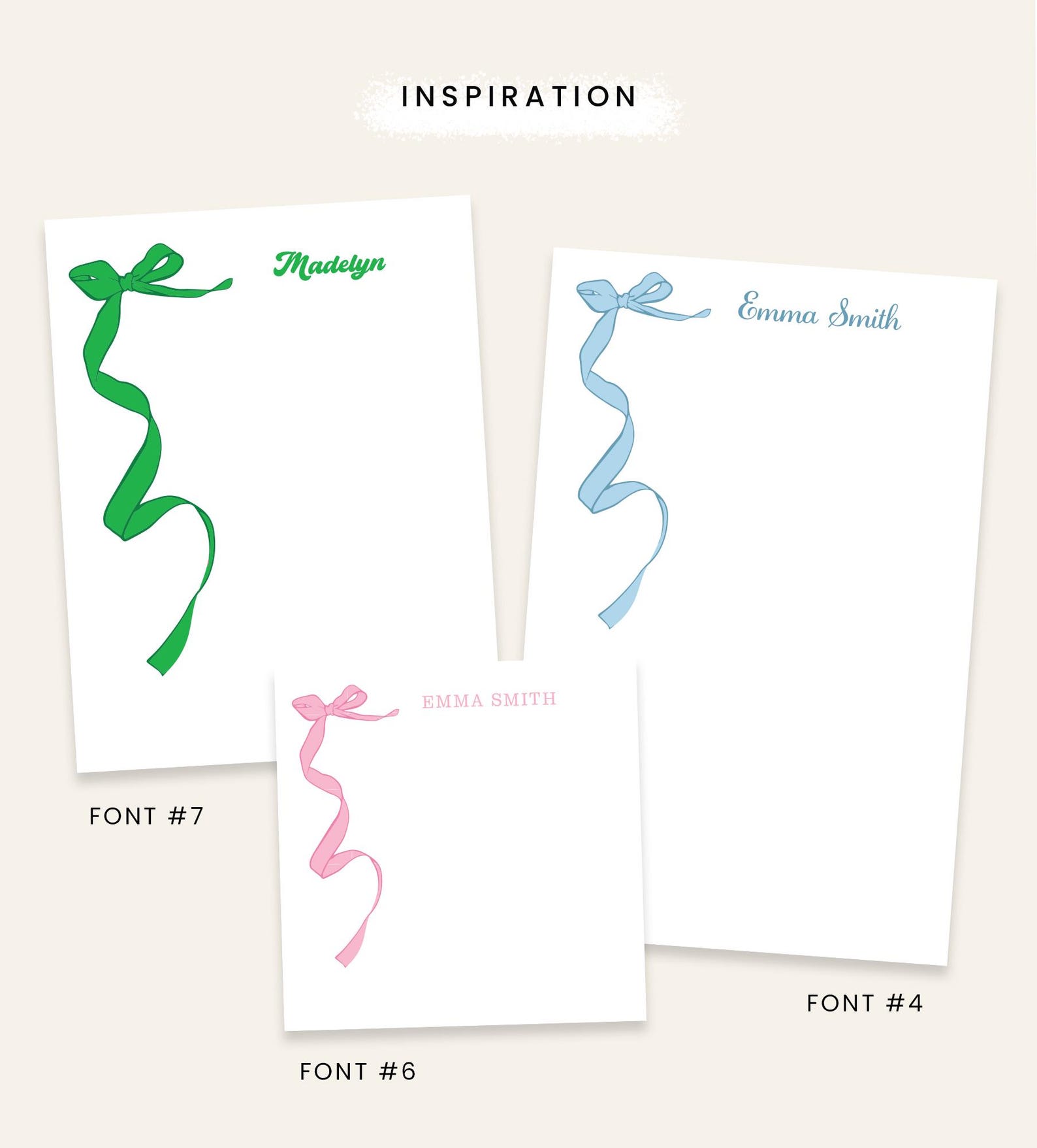 Personalized Notepad With Bow Design Kid Personalized Stationery Custom ...