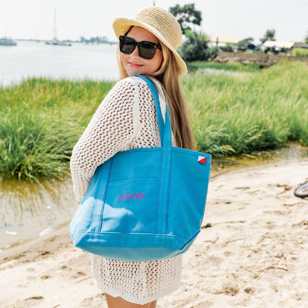 Personalized Canvas Beach Bag With Name for Poolside Bag With ...