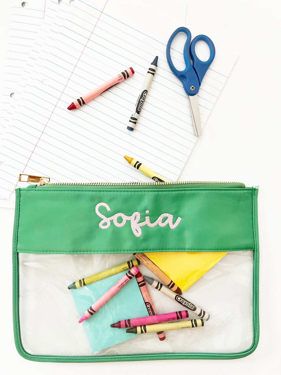 Personalized Pencil Pouch Clear Front Custom Kid Zipper Case for School ...