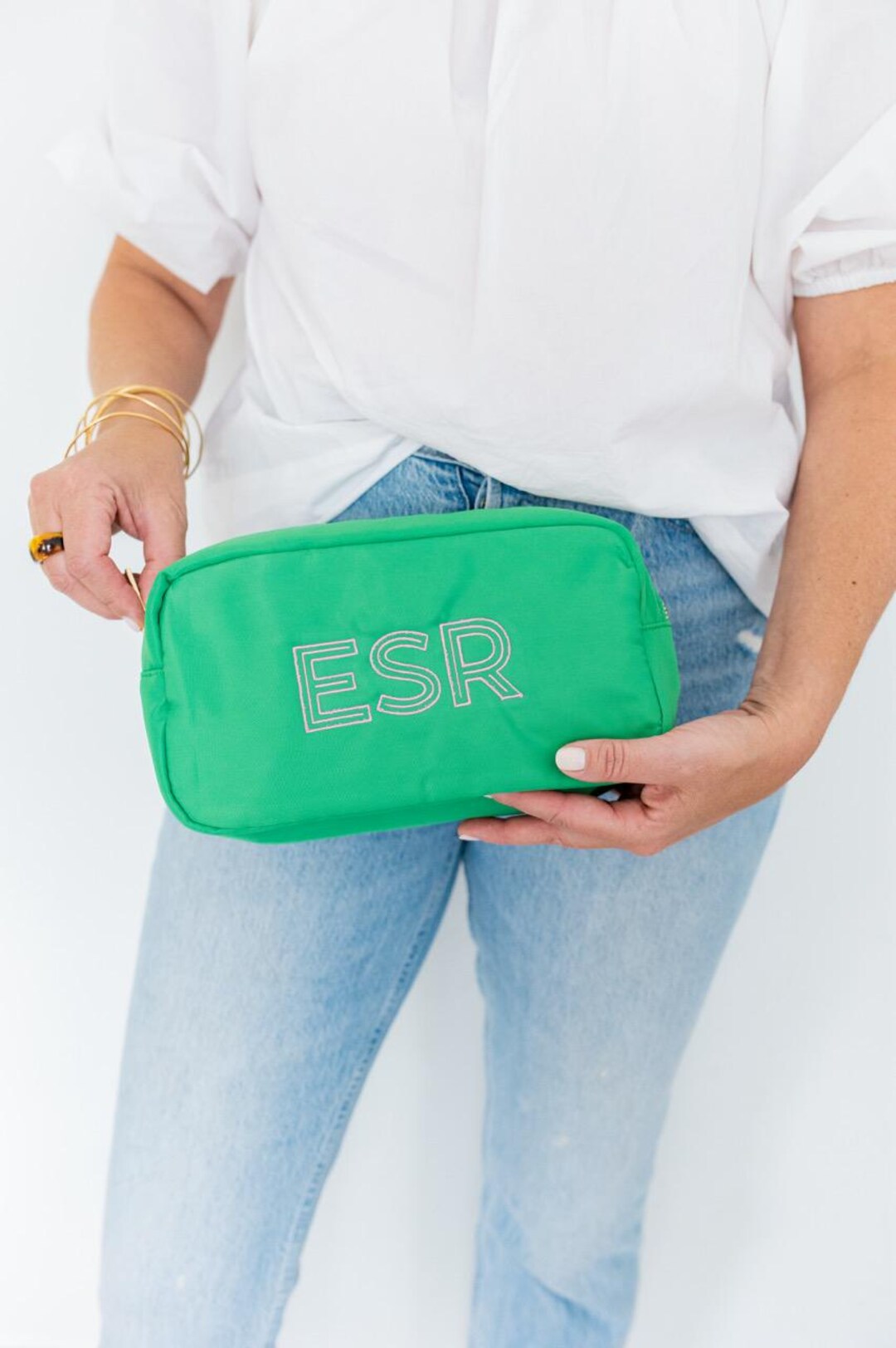 Monogram Makeup Bag Custom Embroidered Pouch Monogrammed Cosmetic Bag ...