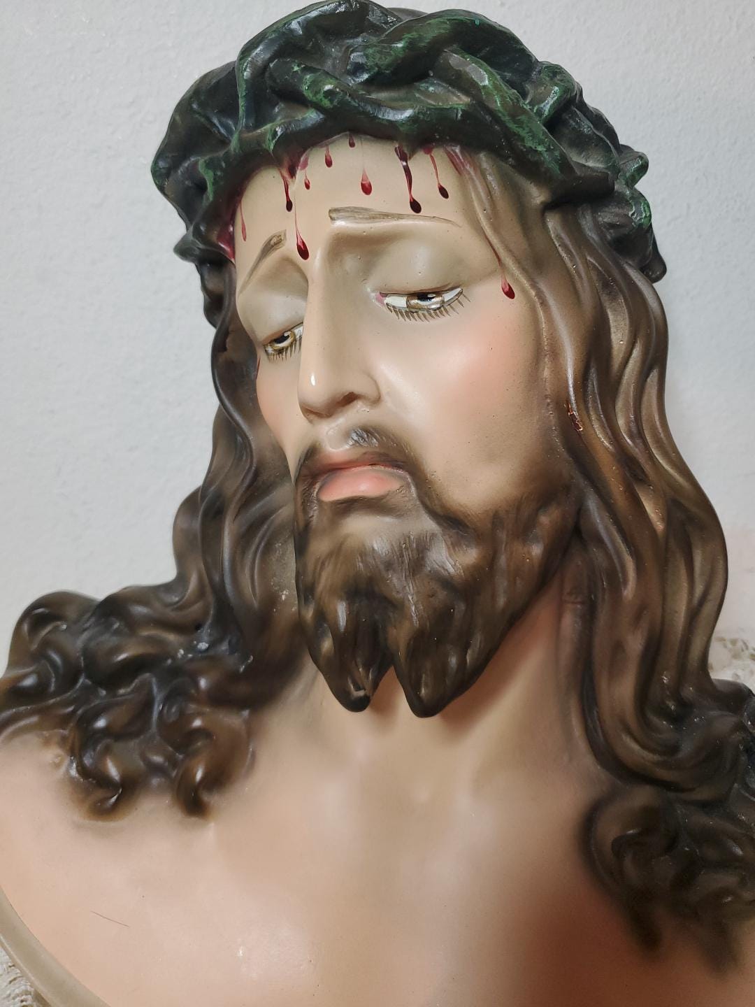 Jesus Crown of Thorns Ceramic Plaque Wall Decor Vintage Glazed ECCE ...
